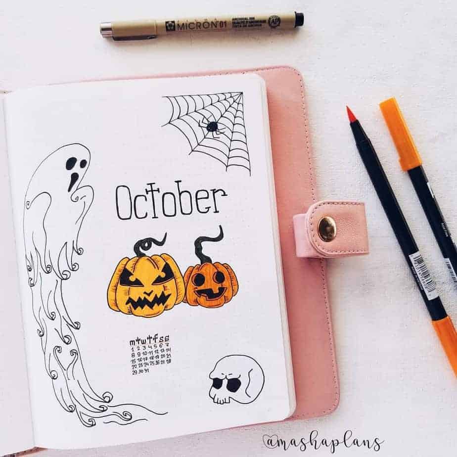 61+ Halloween Bullet Journal Inspirations, Doodles and Ideasl | Masha Plans