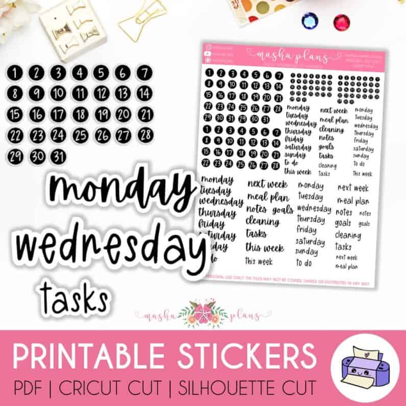 How To Print And Cut Printable Journal Stickers | Masha Plans