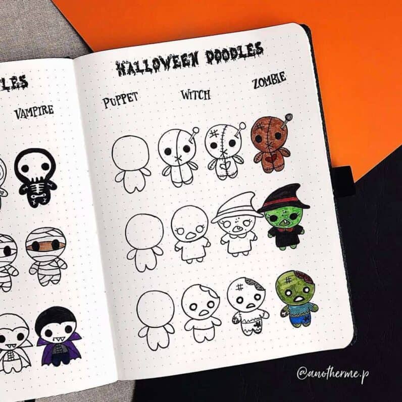 Bullet Journal Halloween Doodles