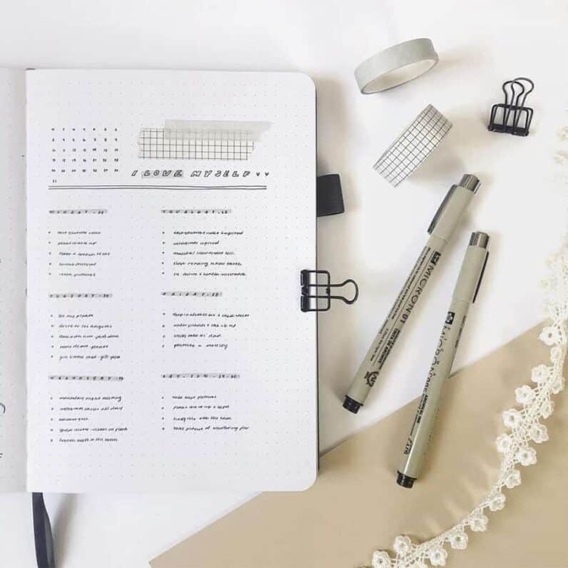 Minimalist One-Page Bullet Journal Weekly Spread Ideas