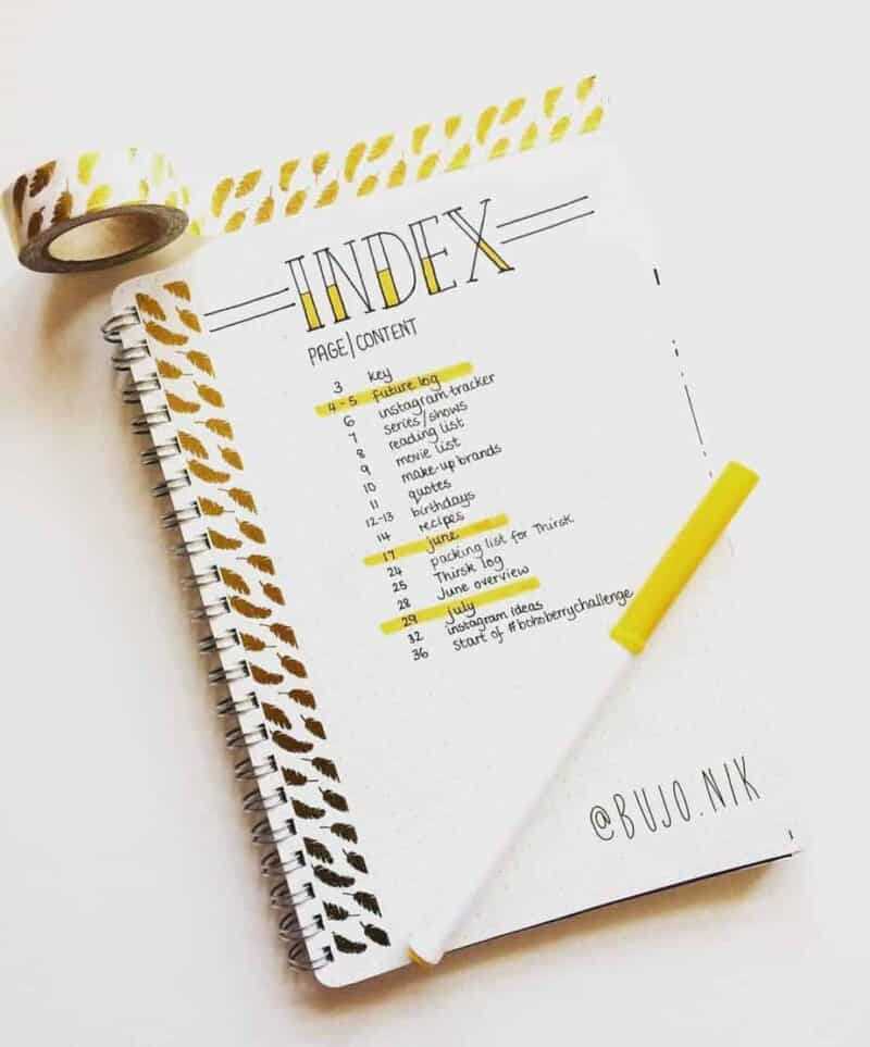 Bullet Journal Index: Tips, Tricks, Inspirations - Masha Plans