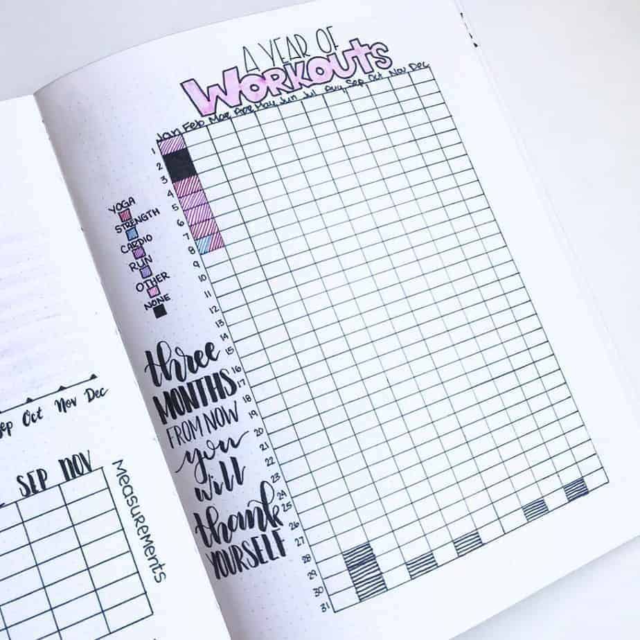 Yearly Workout Trackers For Your Bullet Journal | Masha Plans