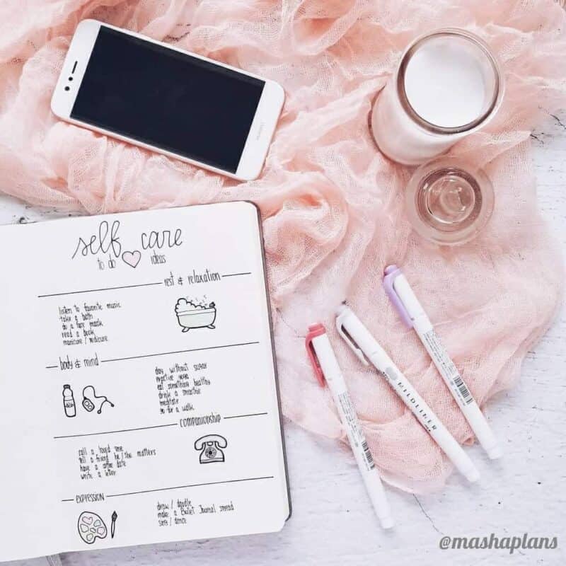 25+ Inspirational Self Care Bullet Journal Page Ideas | Masha Plans