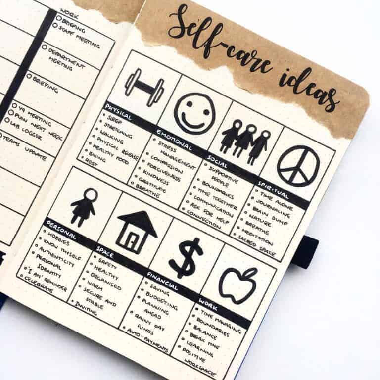 25+ Inspirational Self Care Bullet Journal Page Ideas | Masha Plans