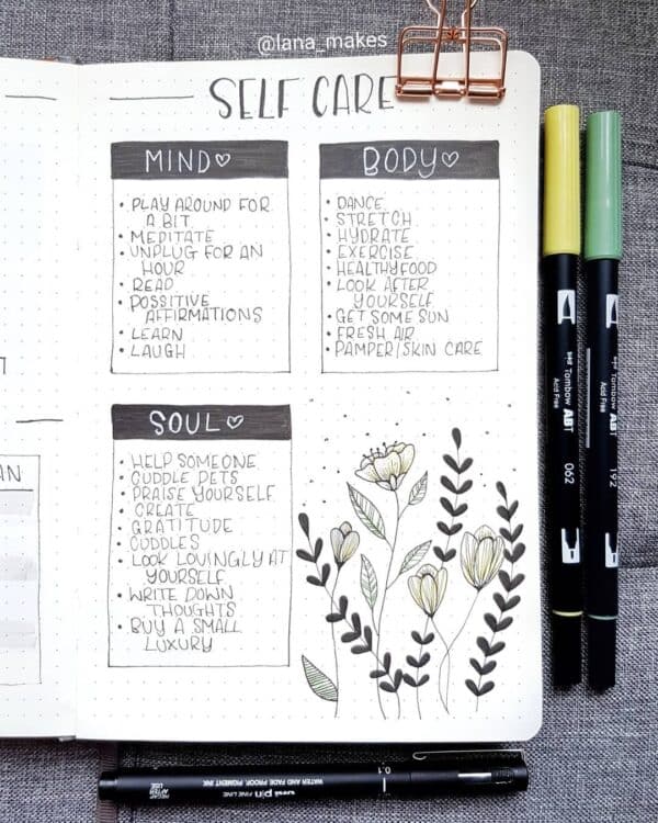 25+ Inspirational Self Care Bullet Journal Page Ideas | Masha Plans