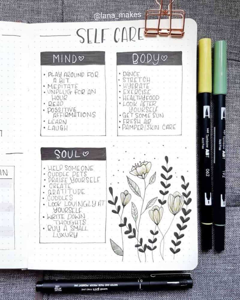 25+ Inspirational Self Care Bullet Journal Page Ideas | Masha Plans