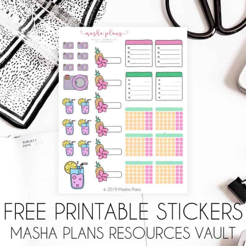 Free Printable Bullet Journal Stickers | Masha Plans
