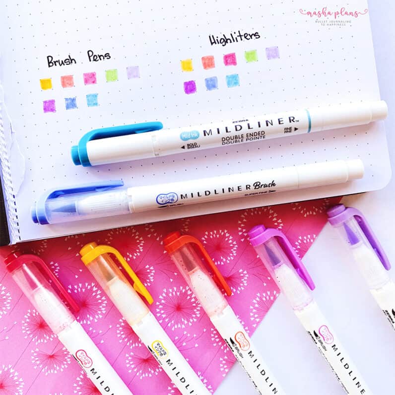 Zebra Mildliner Brush Pens Review | Masha Plans
