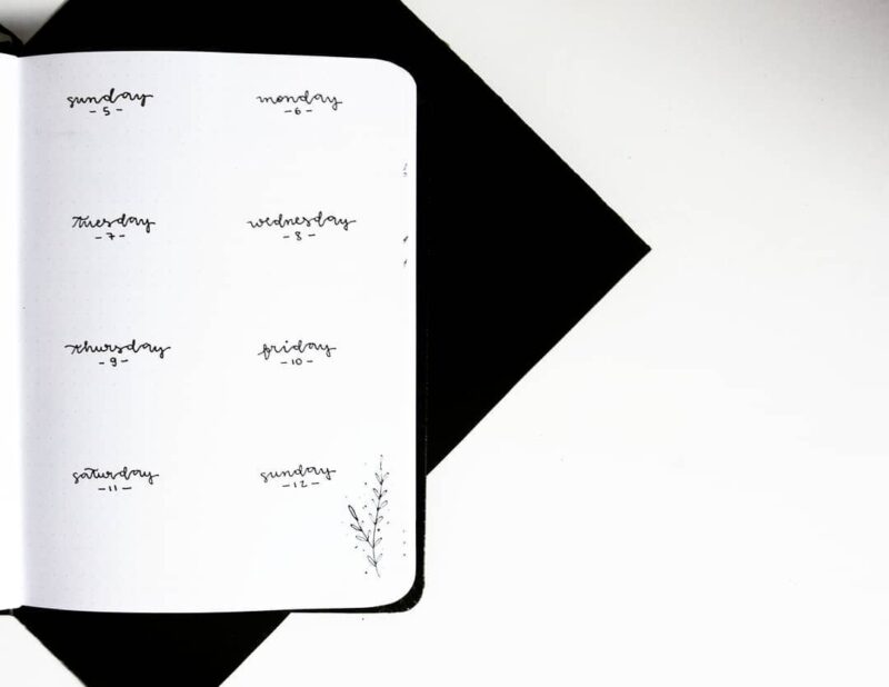 Minimalist One-Page Bullet Journal Weekly Spread Ideas