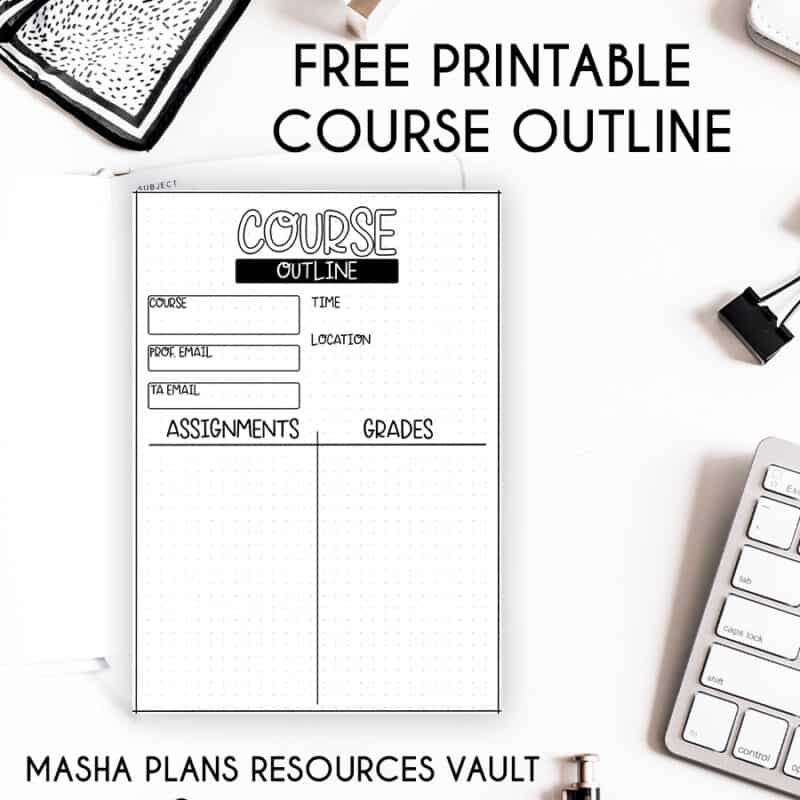 Free Study Bullet Journal Printables | Masha Plans