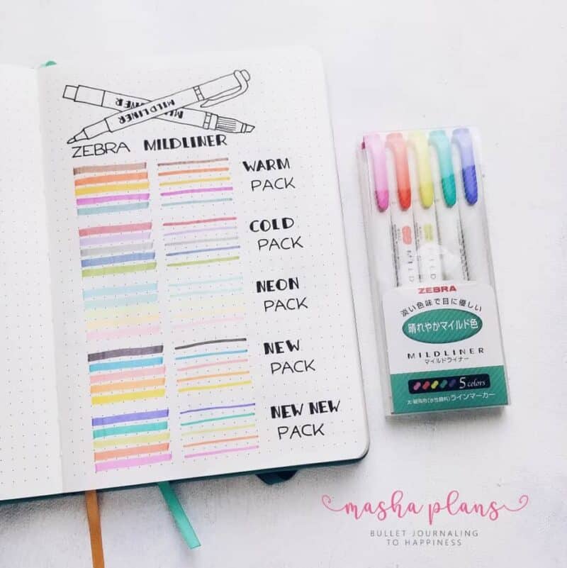 Creative Pen Swatch Bullet Journal Pages | Masha Plans