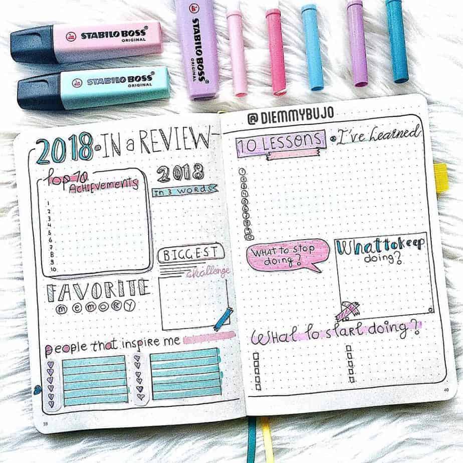 13 Creative Year End Review Bullet Journal Page Ideas | Masha Plans