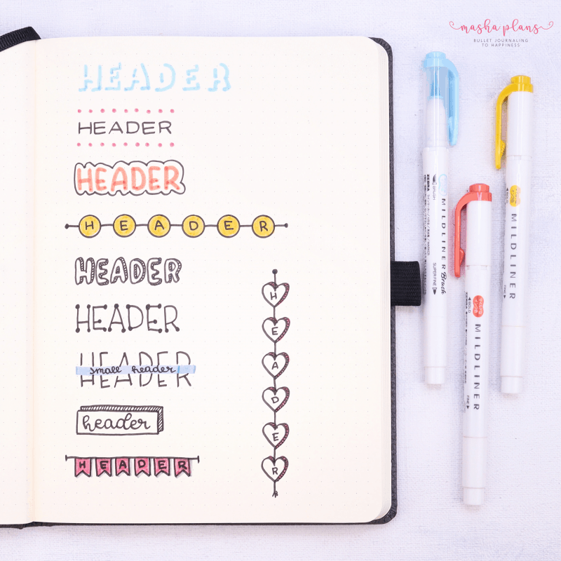 21 Easy And Cute Bullet Journal Headers | Masha Plans