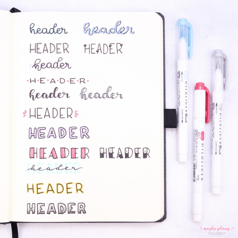 90+ Simple And Creative Bullet Journal Header And Title Ideas - Masha Plans