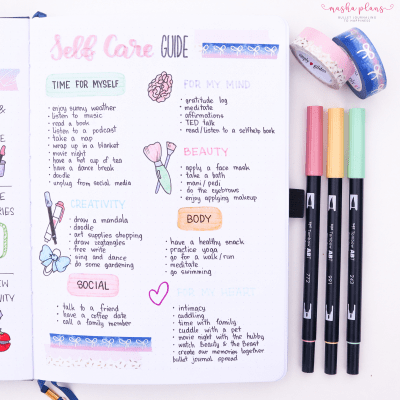 25+ Inspirational Self Care Bullet Journal Page Ideas | Masha Plans