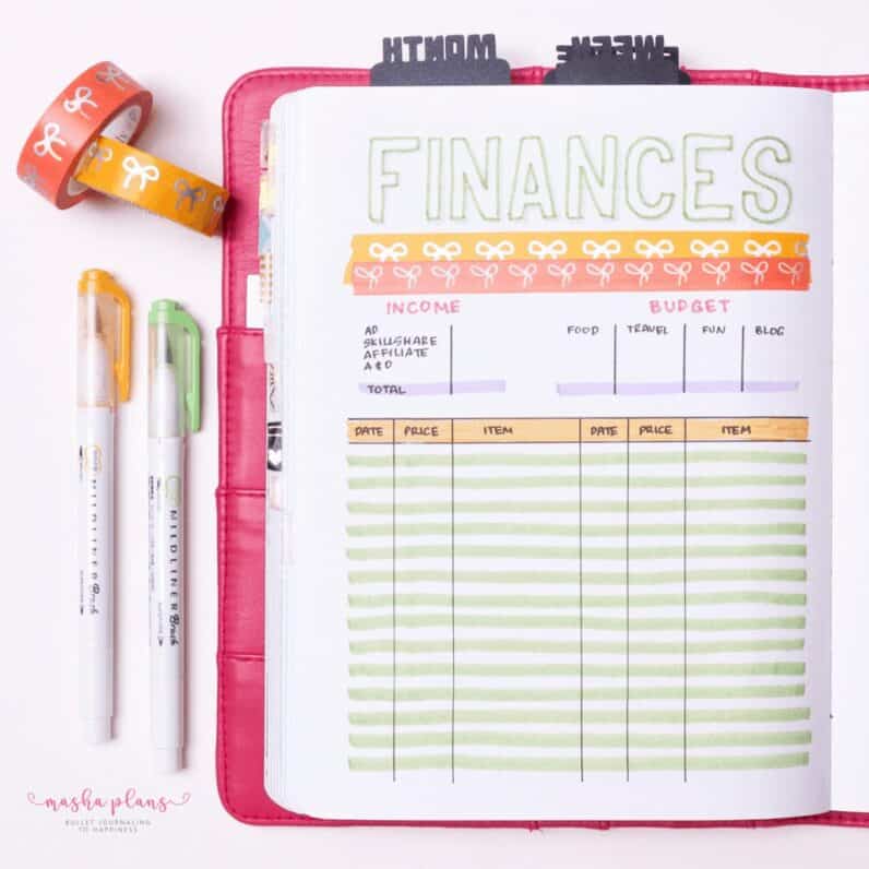 Bullet Journal Budget Tracker Ideas To Organize Your Finances | Masha Plans