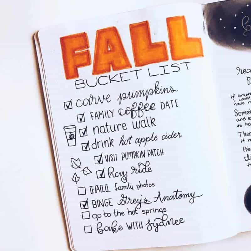 13 Bullet Journal Bucket List Ideas For Fall