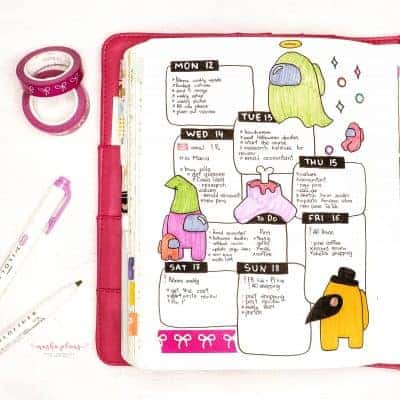 Among Us Themed Bullet Journal Inspirations | Masha Plans