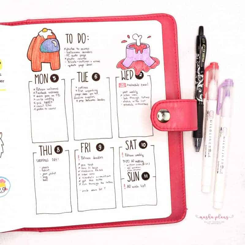 Among Us Themed Bullet Journal Inspirations | Masha Plans