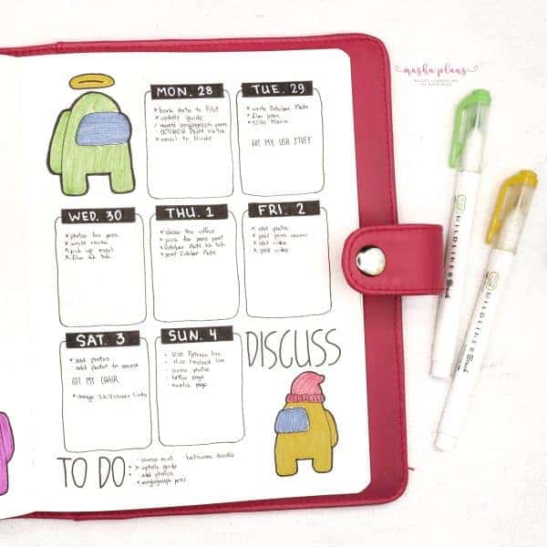Among Us Themed Bullet Journal Inspirations | Masha Plans