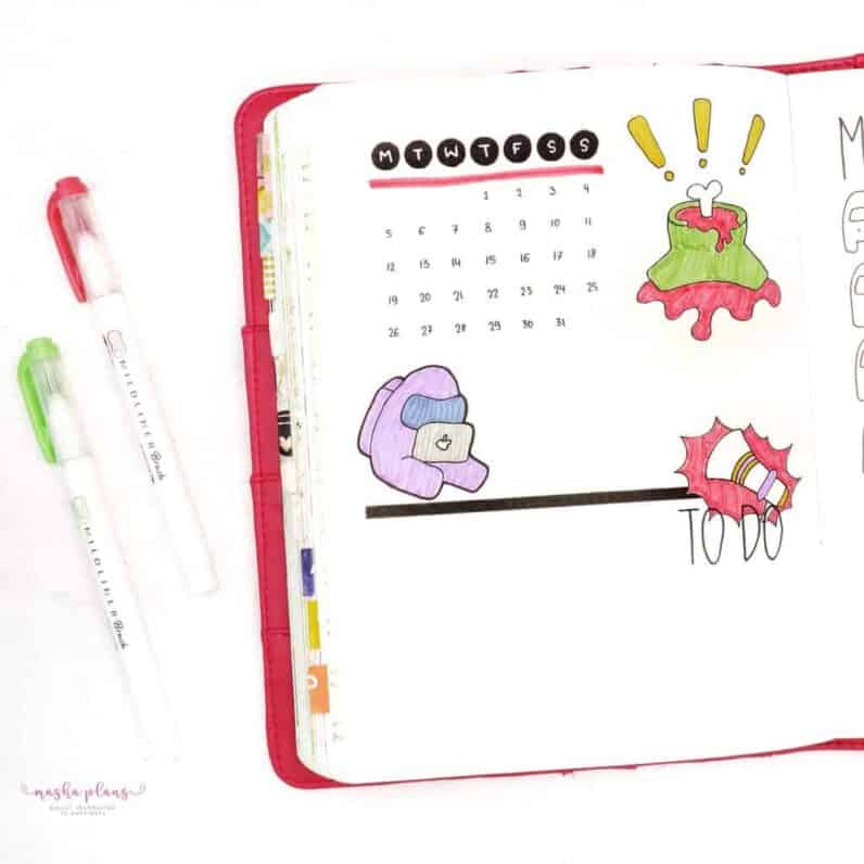 Among Us Themed Bullet Journal Inspirations | Masha Plans