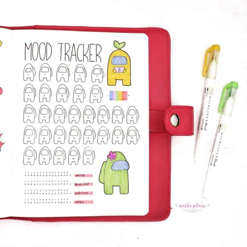 Among Us Themed Bullet Journal Inspirations | Masha Plans