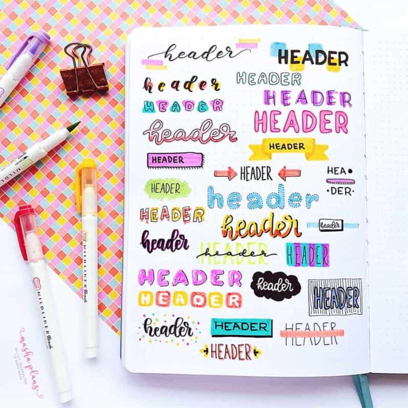 Colorful Title Ideas For Your Bullet Journal