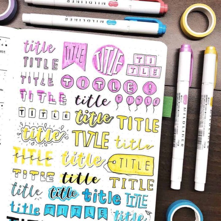 Bullet Journal Header Ideas With Highlighter | Masha Plans