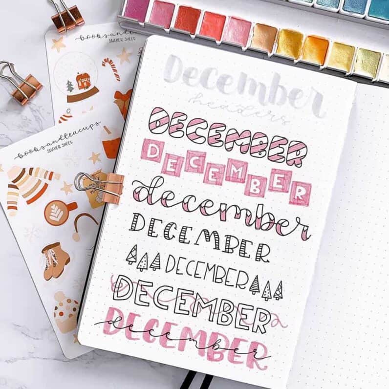 Creative December Headers To Decorate Your Journal | Masha Plans