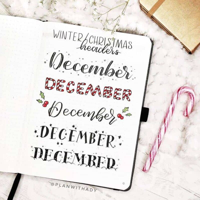 Creative December Headers To Decorate Your Journal | Masha Plans