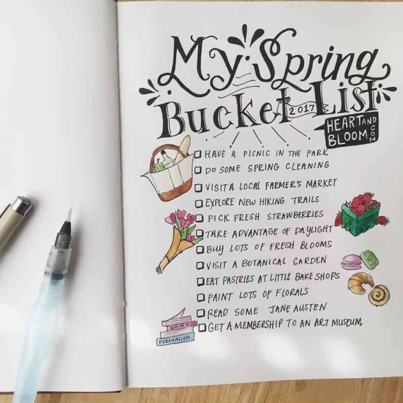 25 Inspiring Spring Bucket List Ideas And Bullet Journal Pages | Masha ...