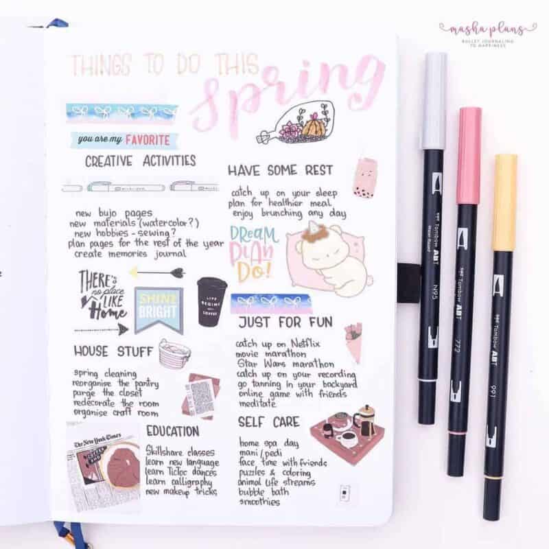 25 Inspiring Spring Bucket List Ideas And Bullet Journal Pages | Masha ...