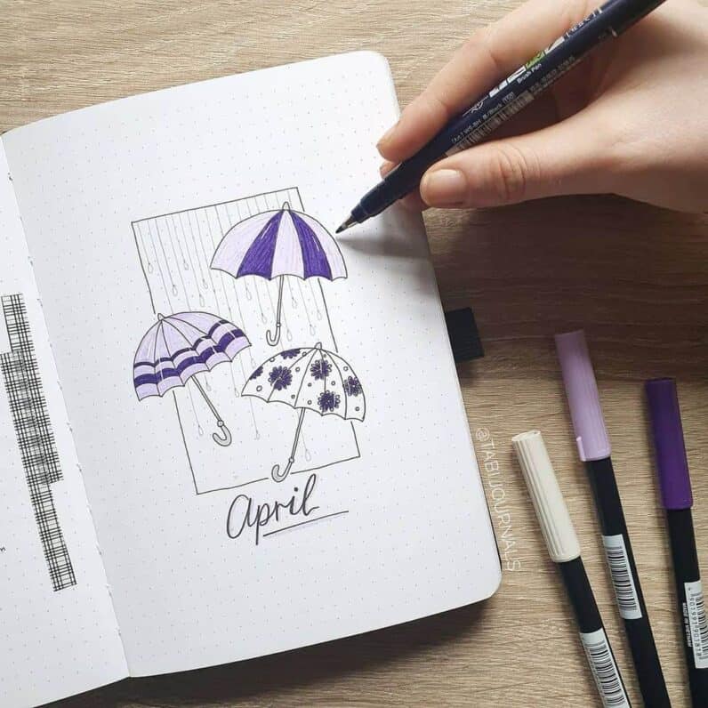 April Bullet Journal Theme Inspirations: Rains and Umbrellas | Masha Plans
