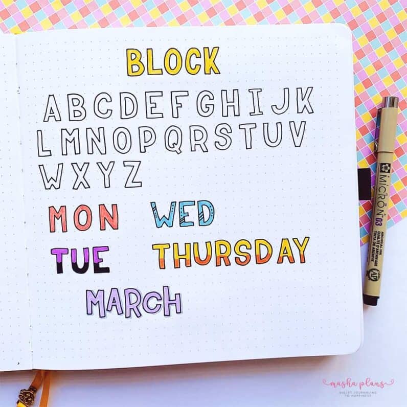 23 Bullet Journal Fonts You Need To Try Today | Masha Plans