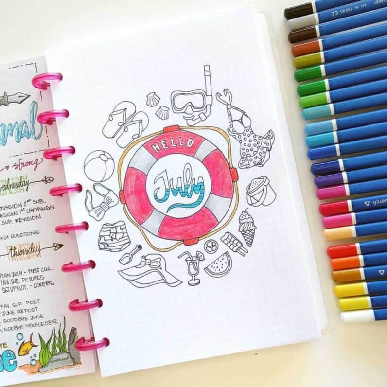 Summer Bullet Journal Cover Page Ideas | Masha Plans