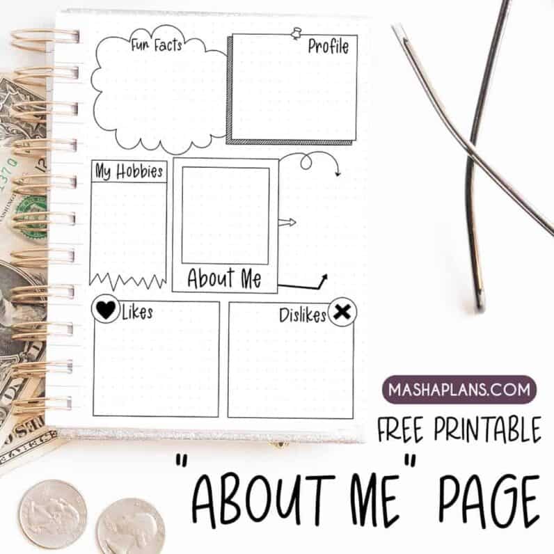 About Me Page In Your Bullet Journal And Why You Need One | Masha Plans