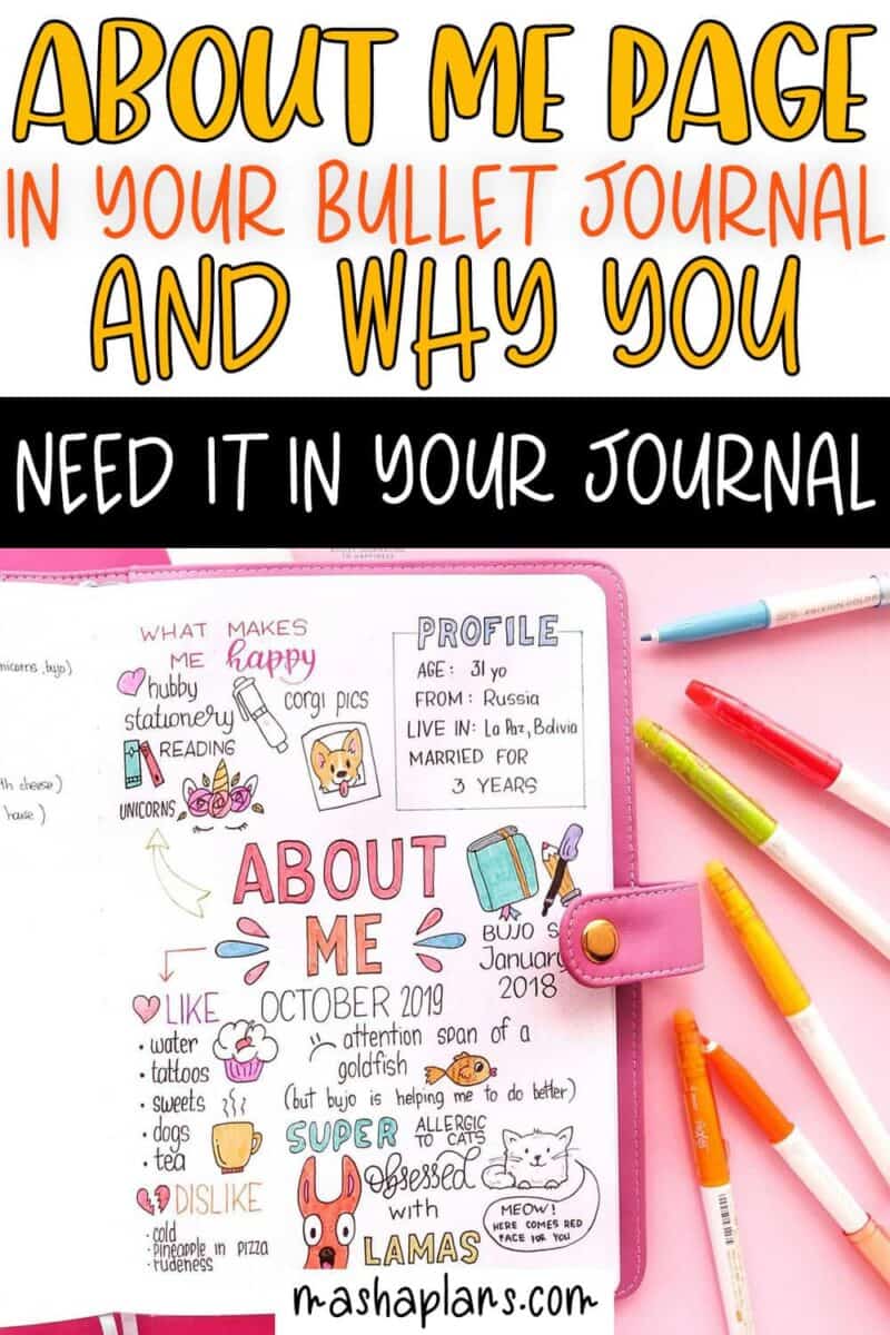 About Me Page In Your Bullet Journal And Why You Need One | Masha Plans