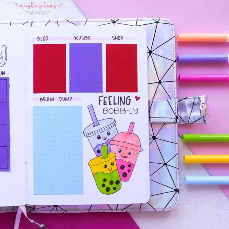 Bubble (Boba) Tea Bullet Journal Theme Inspirations | Masha Plans