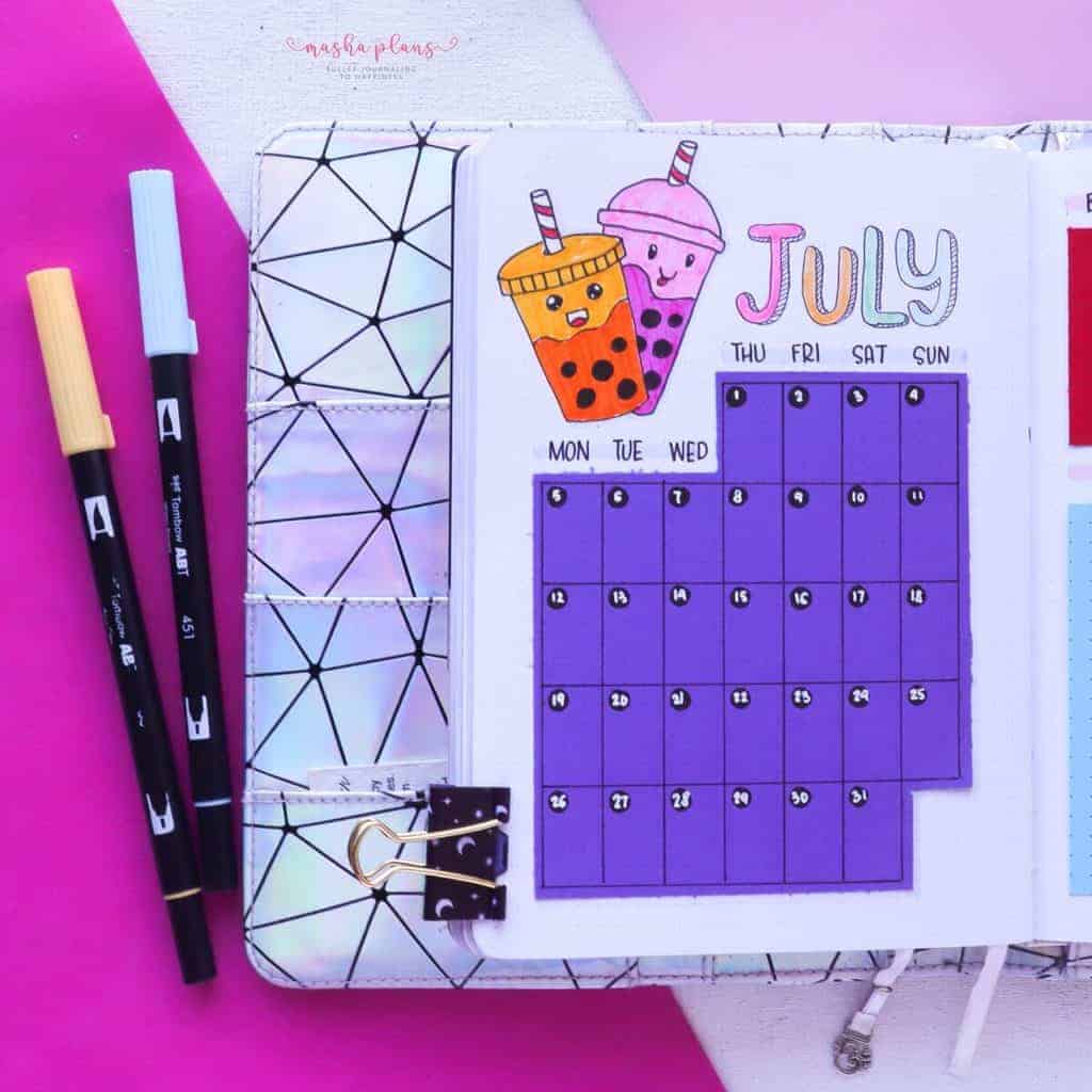 Bubble (Boba) Tea Bullet Journal Theme Inspirations | Masha Plans