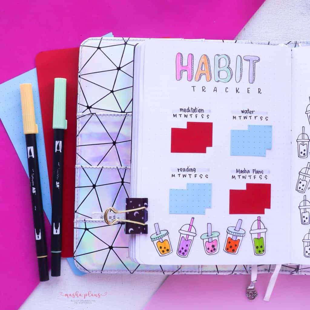 Bubble (Boba) Tea Bullet Journal Theme Inspirations | Masha Plans