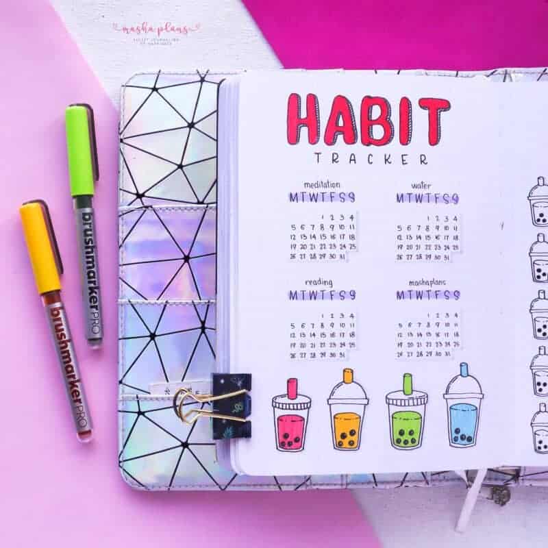 Bubble (Boba) Tea Bullet Journal Theme Inspirations | Masha Plans