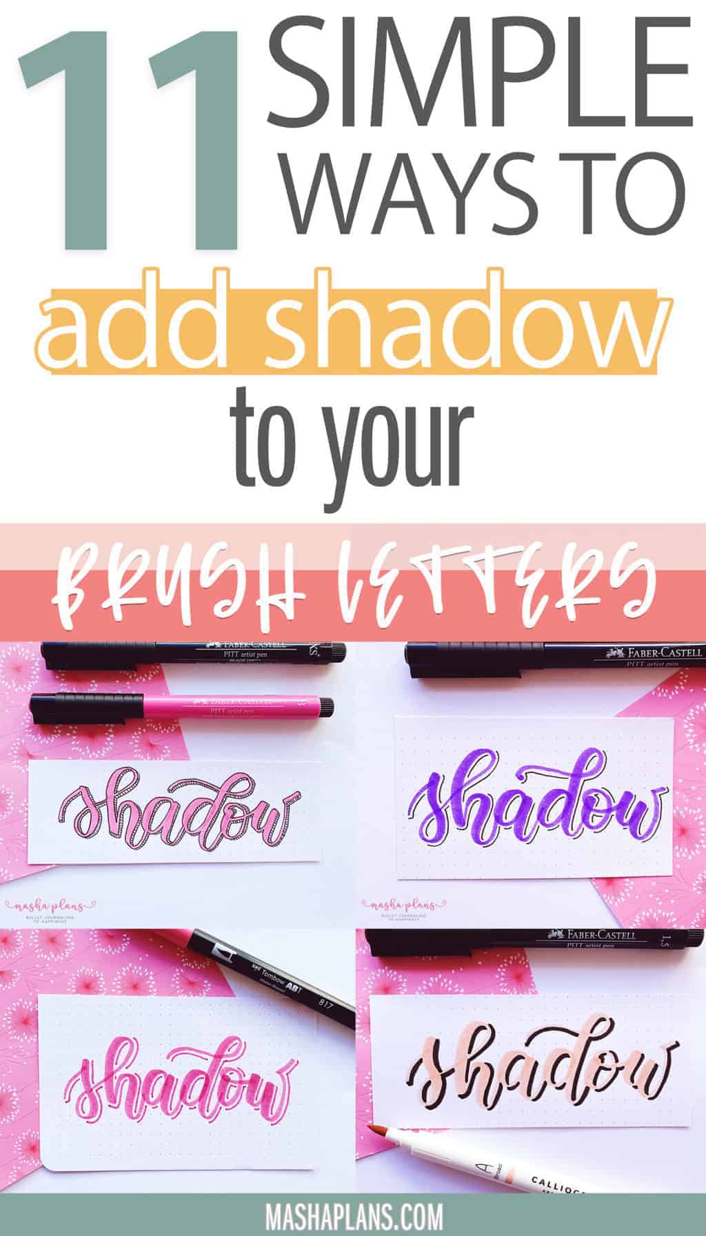 11 Simple Ways To Add Shadow To Your Brush Lettering | Masha Plans