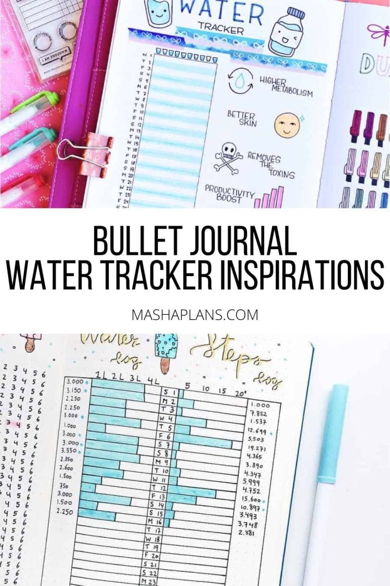 Bullet Journal Water Tracker Inspirations + Free Printable