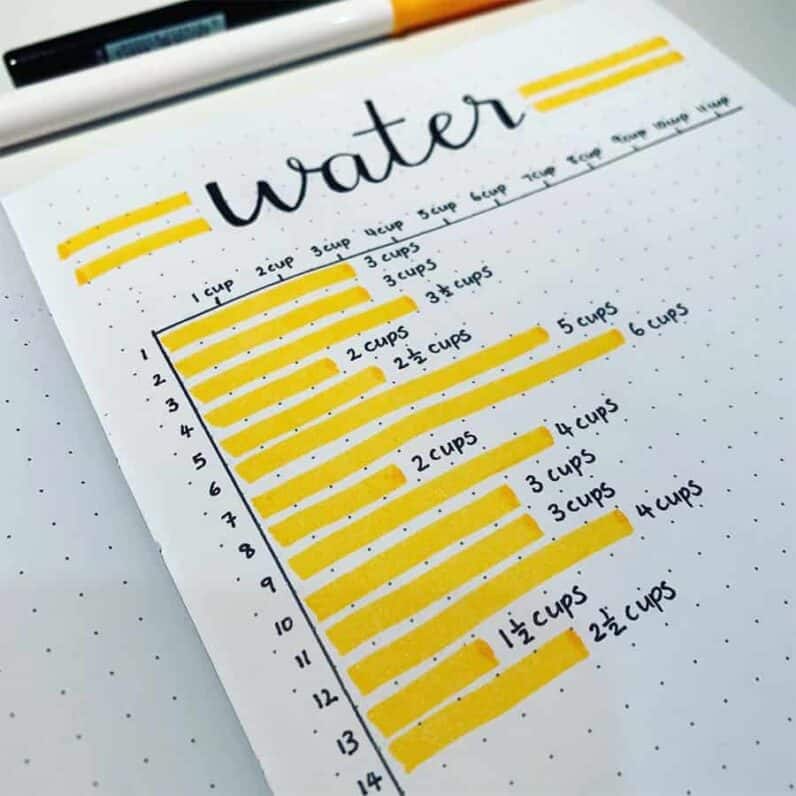 Bullet Journal Water Tracker Inspirations + Free Printable