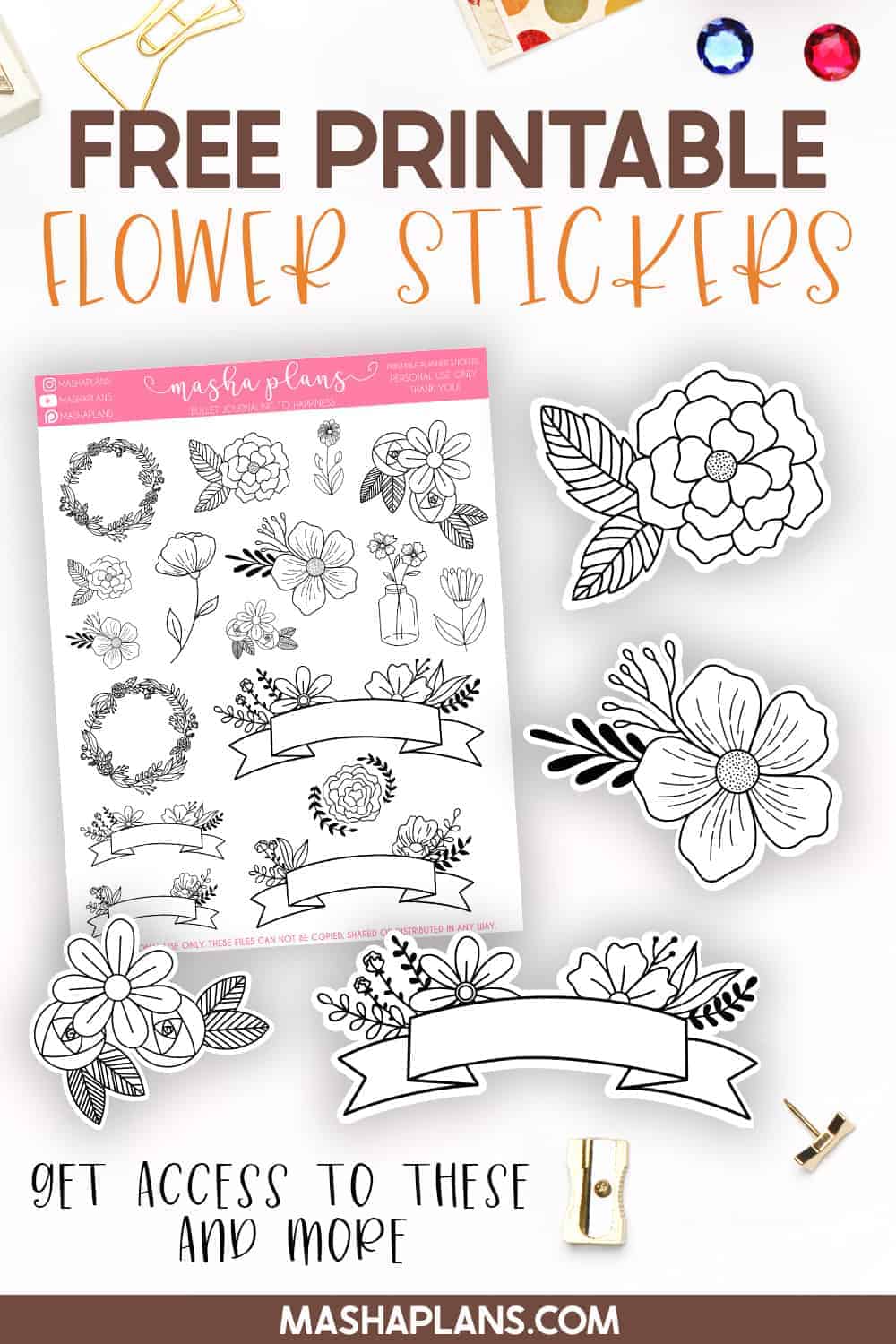 Free Printable Flower Stickers | Masha Plans