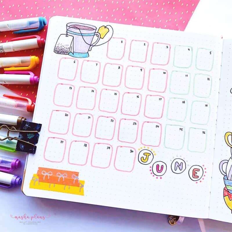 Tea Bullet Journal Themed Setup: June Plan With Me | Masha Plans