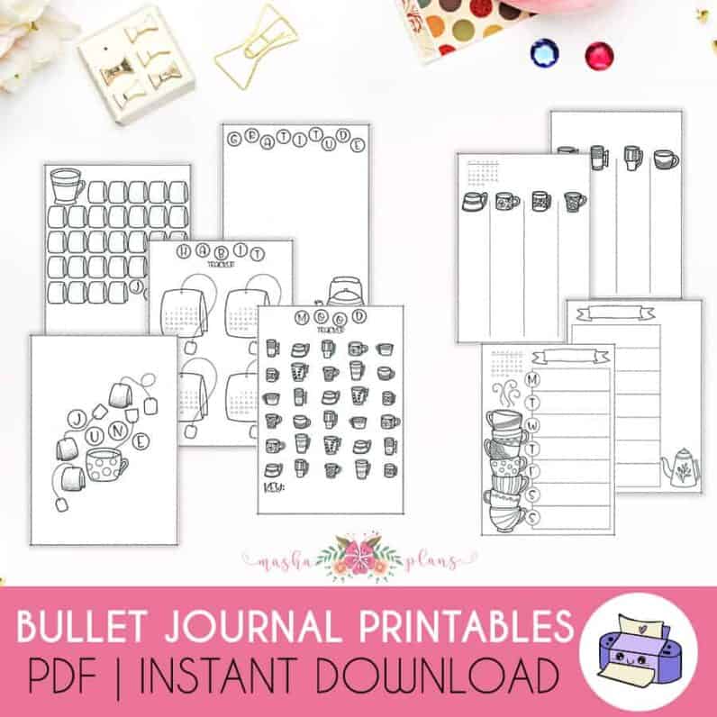 Tea Bullet Journal Themed Setup: June Plan With Me | Masha Plans