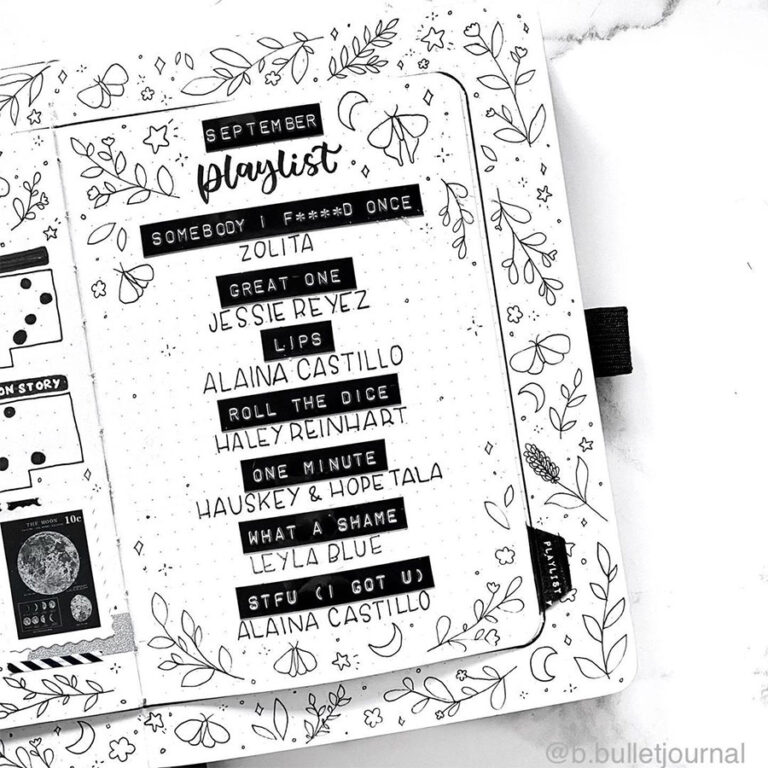 35 Bullet Journal Playlist Page Inspirations | Masha Plans