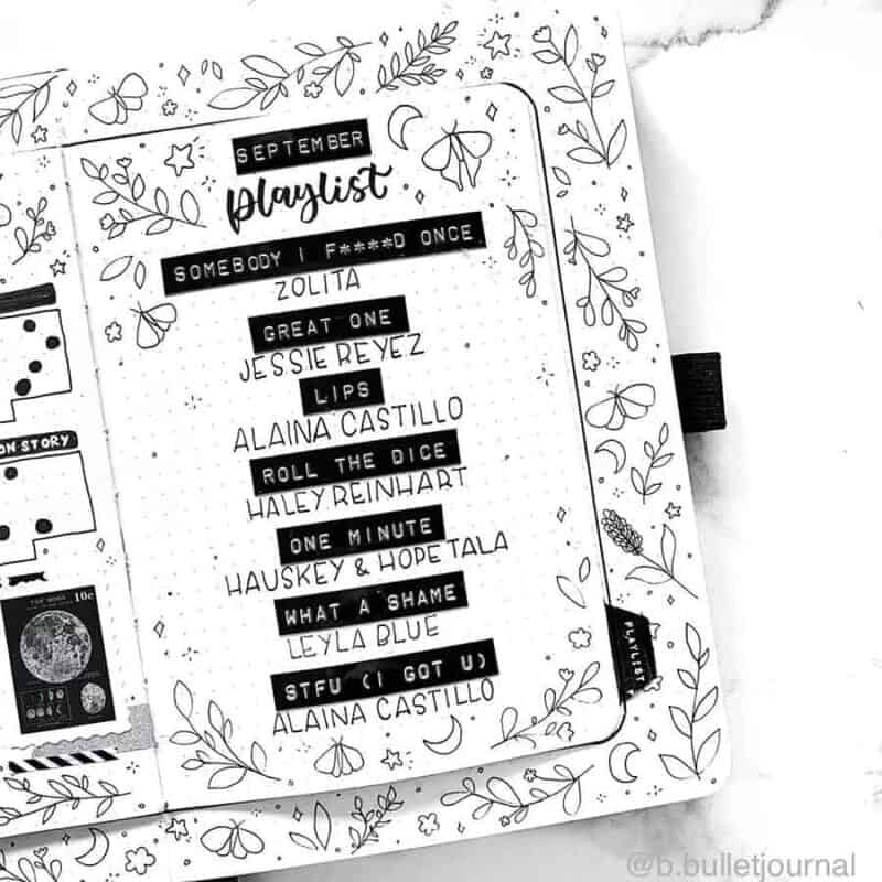 35 Bullet Journal Playlist Page Inspirations | Masha Plans