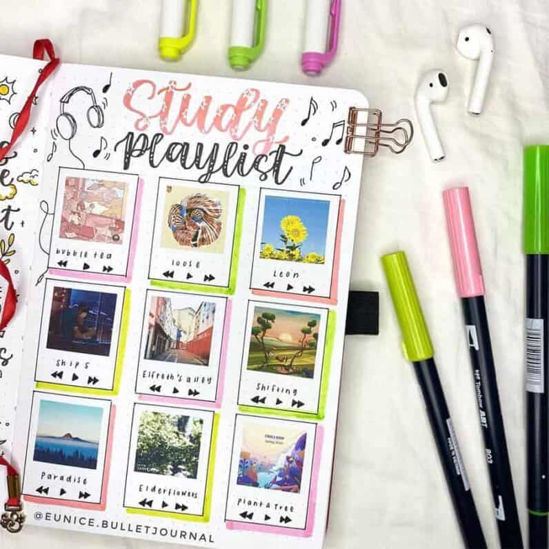 35 Bullet Journal Playlist Page Inspirations | Masha Plans